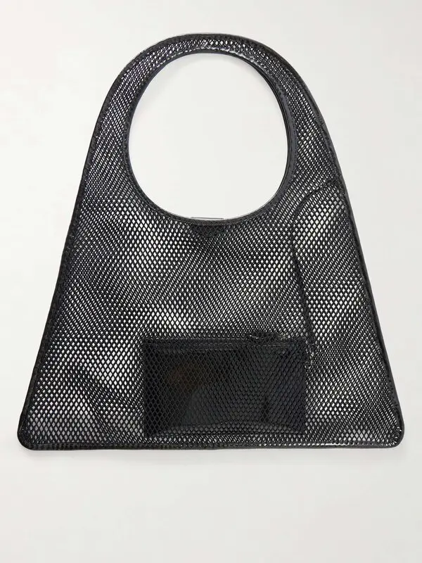 Alaïa Leather-trimmed Crocheted Shoulder Bag
