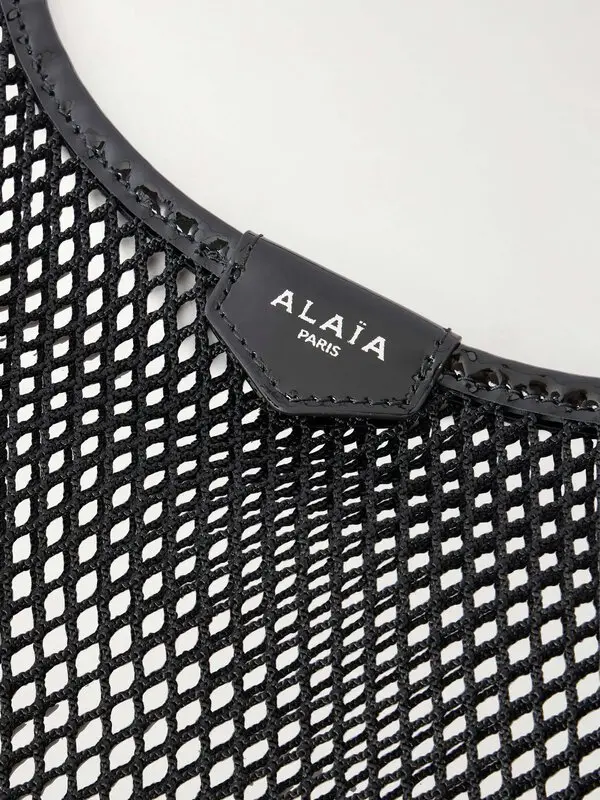 Alaïa Leather-trimmed Crocheted Shoulder Bag