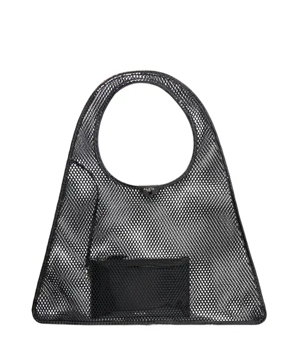 Alaïa Crocheted Shoulder Bag With Leather Trim - Black
