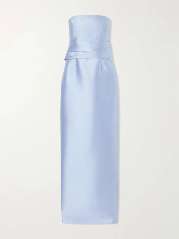 Solace London Ingrid Pleated Satin-twill Gown