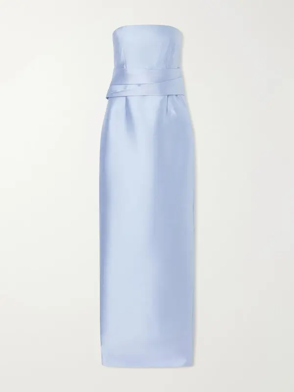 Solace London Ingrid Strapless Satin-twill Gown - Blue