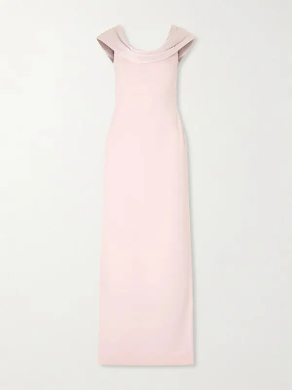 Solace London Adele Draped Satin-trimmed Crepe Maxi Dress - Pink