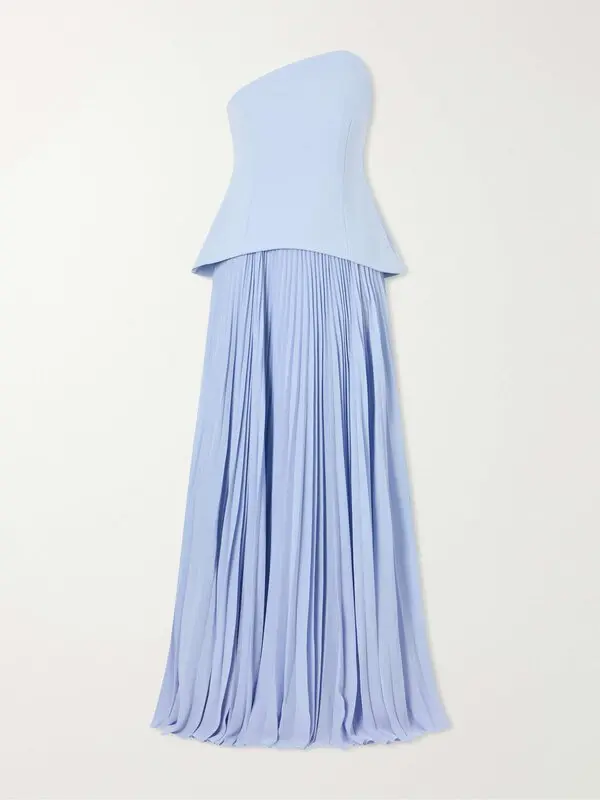 Solace London Britt Pleated Crepe Gown - Blue