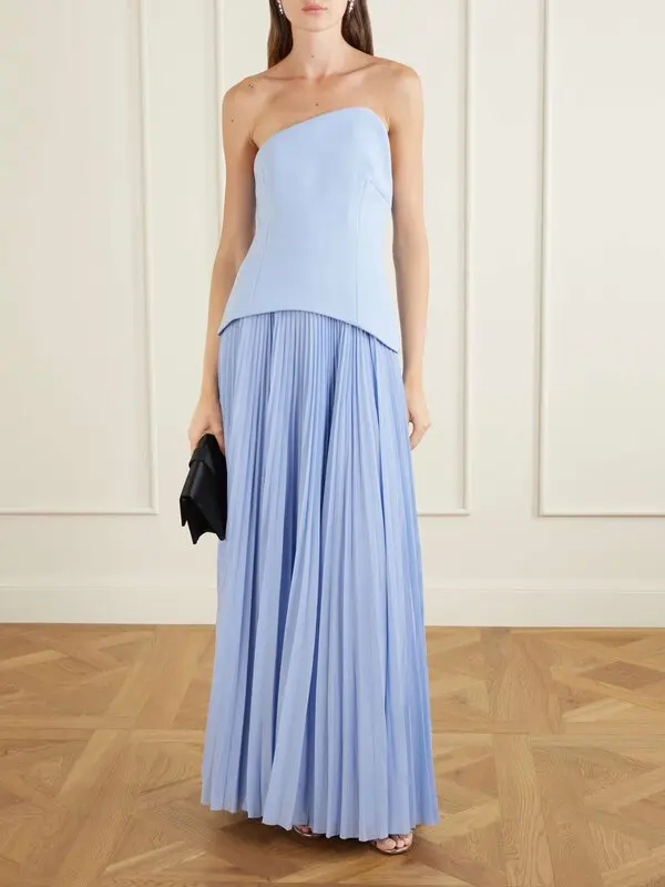 Solace London Britt Pleated Crepe Gown