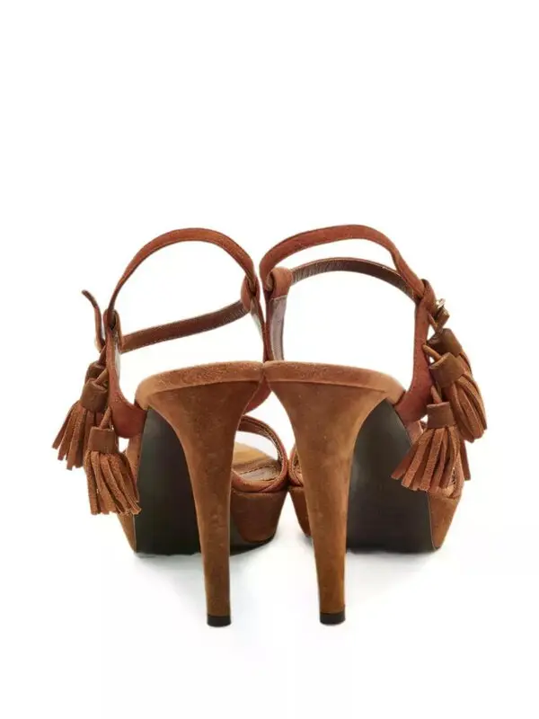SERGIO ROSSI Suede Tassel Heeled Sandals