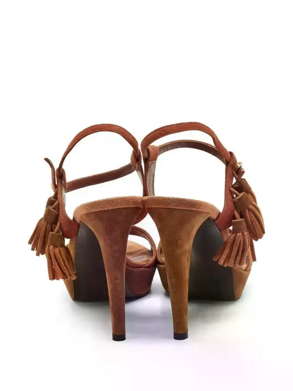 SERGIO ROSSI Suede Tassel Heeled Sandals