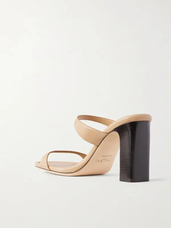 JIMMY CHOO Lucian 85 Leather Mules - Neutrals