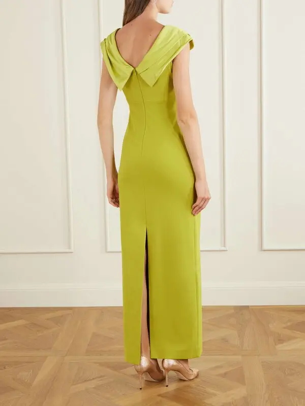 Solace London Adele Draped Satin-trimmed Crepe Maxi Dress