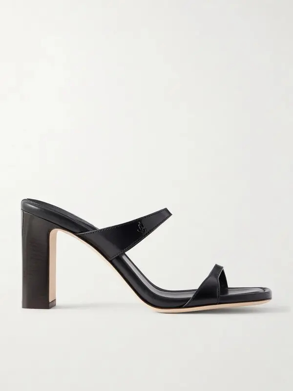 JIMMY CHOO Lucian 85 Leather Mules - Black