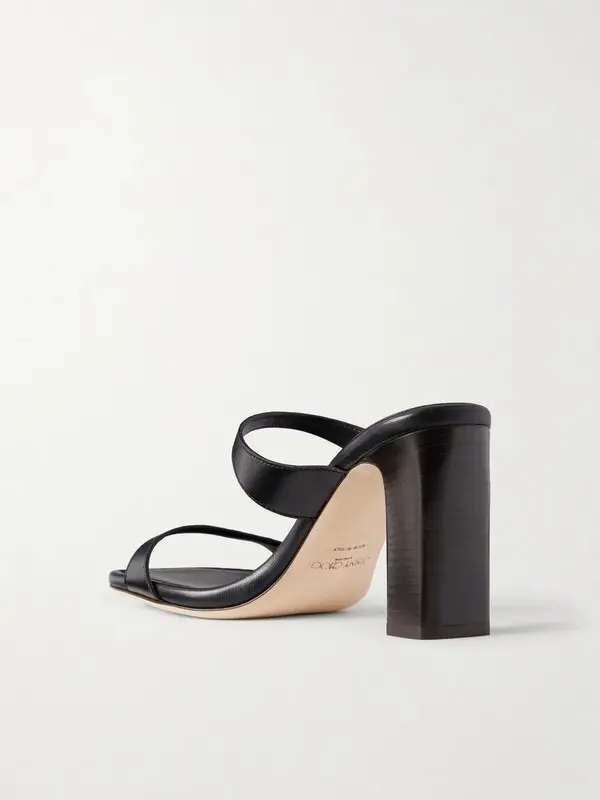 JIMMY CHOO Lucian 85 Block Heel Leather Mules