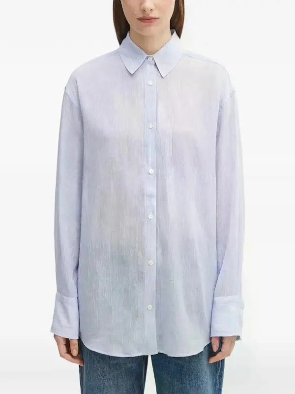 ANINE BING Plaza Long-sleeve Button-up Shirt - Blue