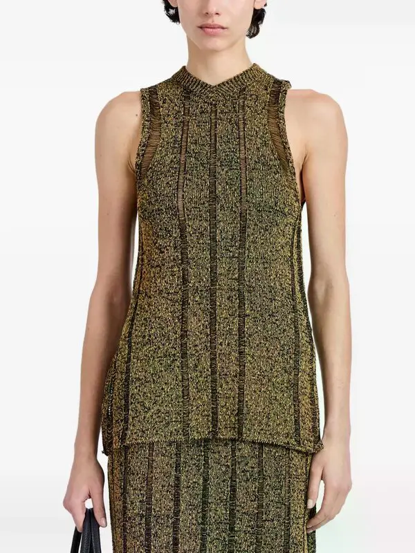 Proenza Schouler Maelle Drop Needle Tweed Top - Gold