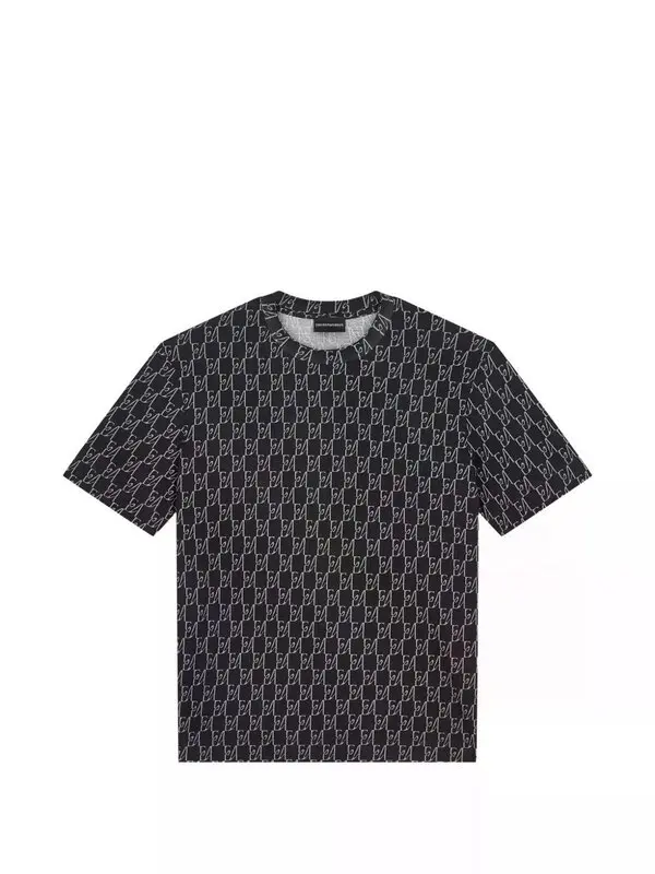 Emporio Armani Monogram-print Short-sleeve T-shirt - Black