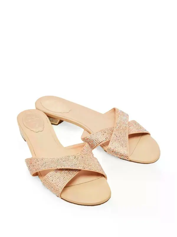 Rene Caovilla Embellished Crossover Sandals - Neutrals