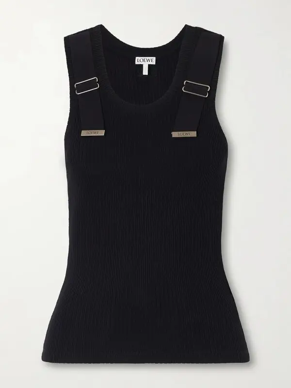Loewe Appliquéd Ribbed Cotton-blend Tank - Black