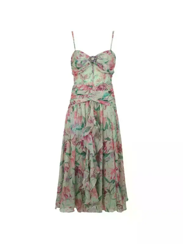 PatBO Honey Flower Ruffled Dress - Green