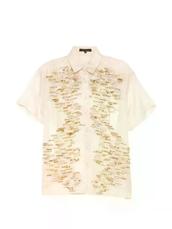 Biyan Silk Organza Beaded Shirt