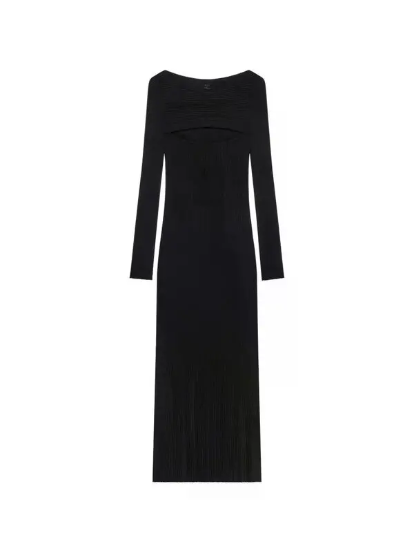 COURREGES Ribbed-knit Slash-detail Midi Dress - Black