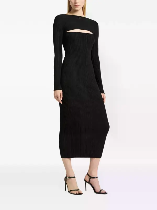 COURREGES Ribbed-knit Slash-detail Midi Dress