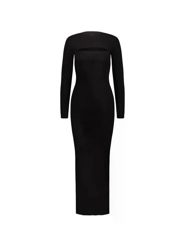 COURREGES Ribbed-knit Slash-detail Midi Dress - Black
