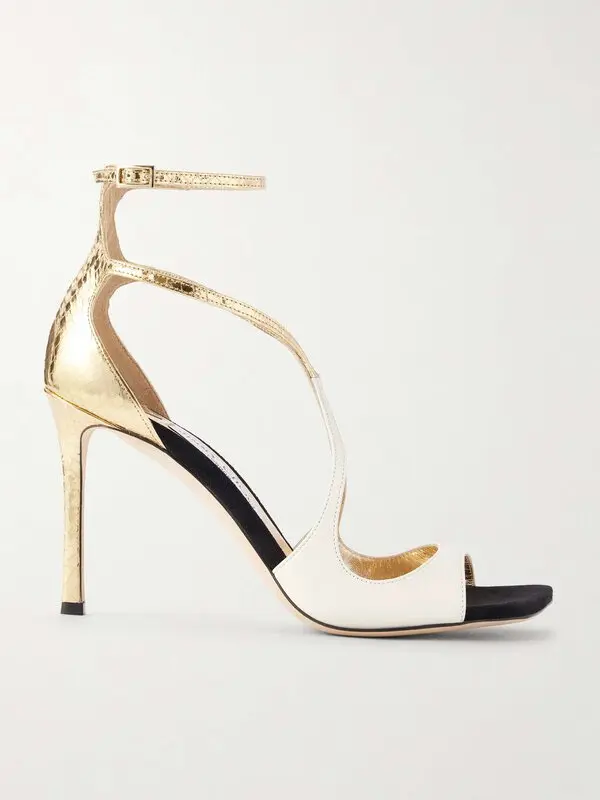 JIMMY CHOO Azia 95 Metallic Leather Sandals