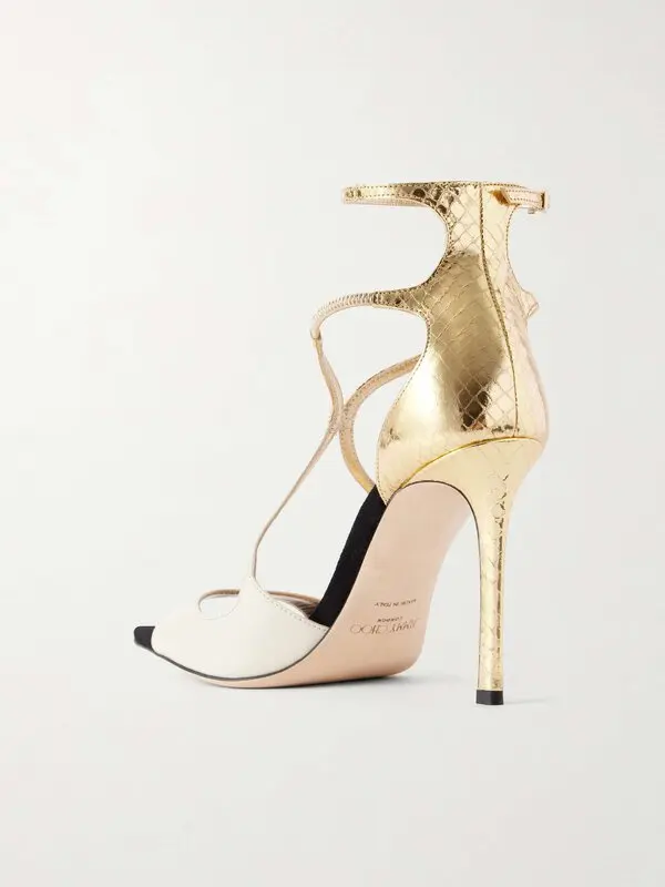 JIMMY CHOO Azia 95 Metallic Leather Sandals