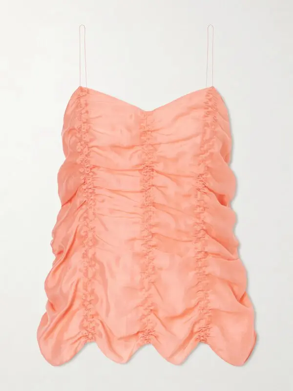 Khaite Inara Ruched Silk-blend Camisole - Orange