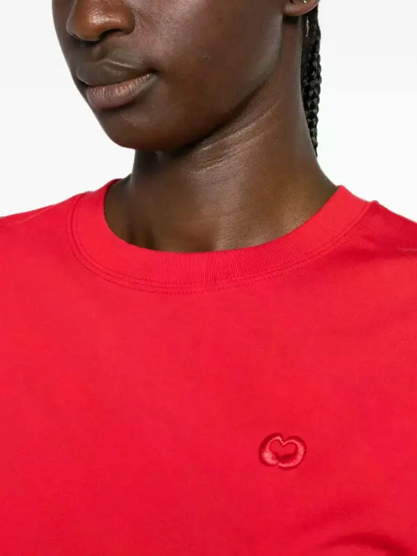Maje Embroidered Cotton T-shirt - Red