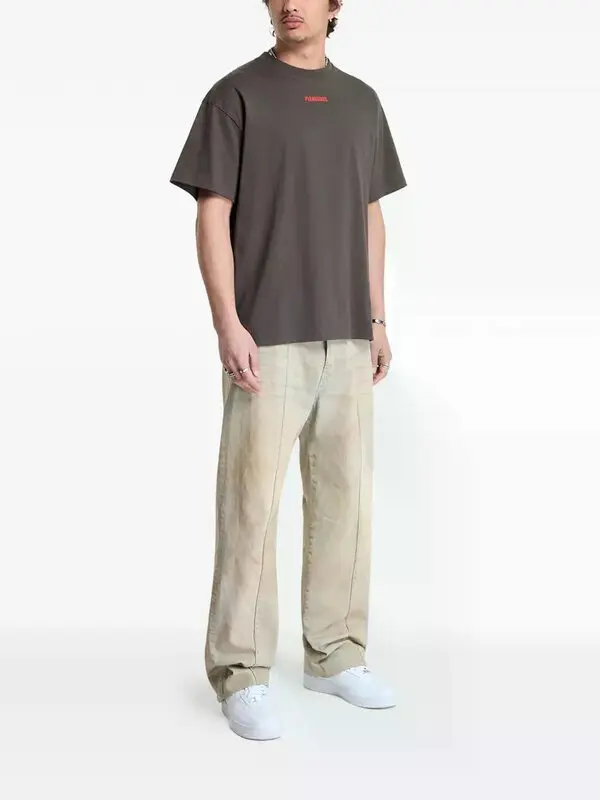 PLEASURES Logo-print Drop-shoulder T-shirt