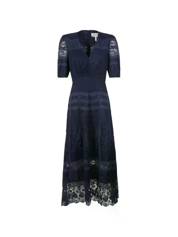 Saloni Lea Lace Panel Dress