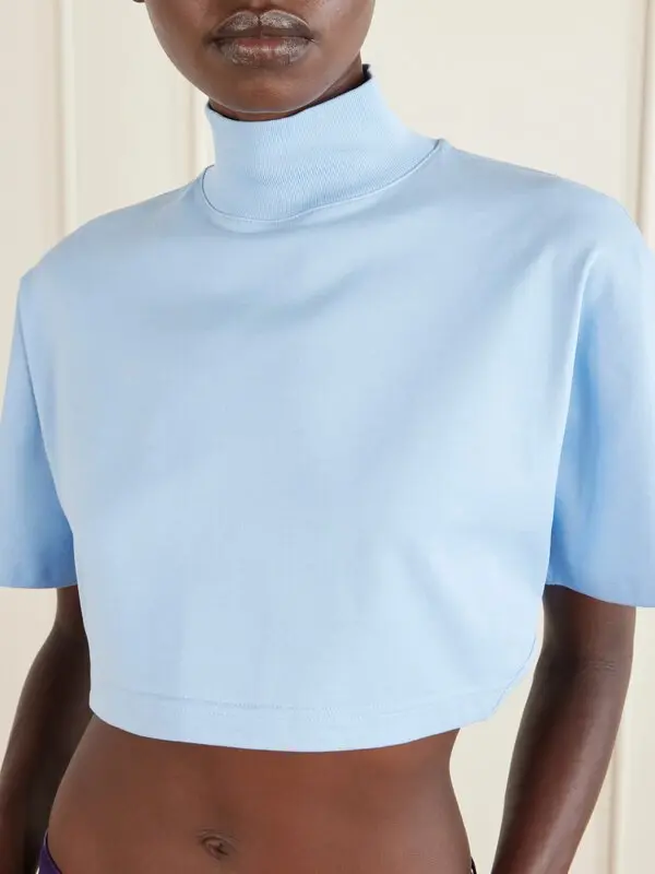 Alaïa Cropped Cotton-jersey Turtleneck T-shirt