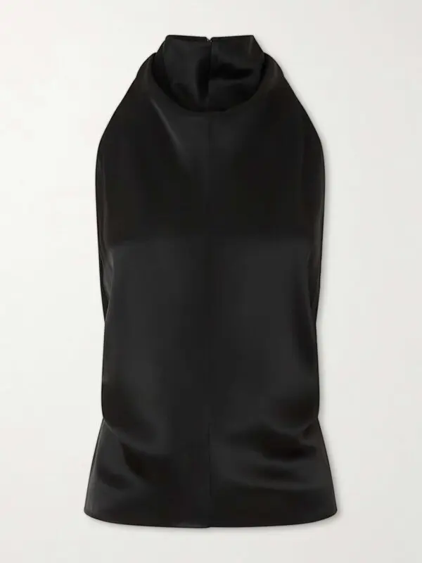 Khaite Rone Satin Halterneck Blouse - Black