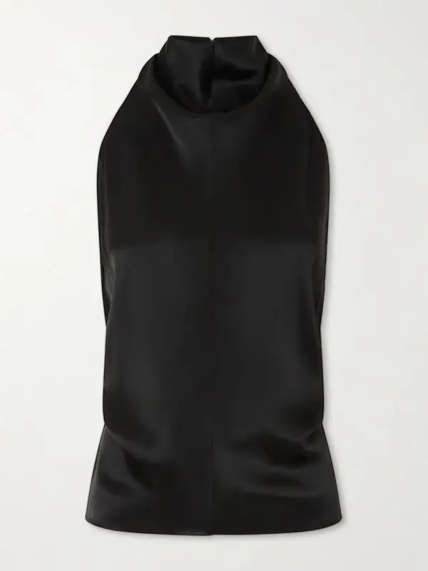 Khaite Satin Halterneck Blouse - Black