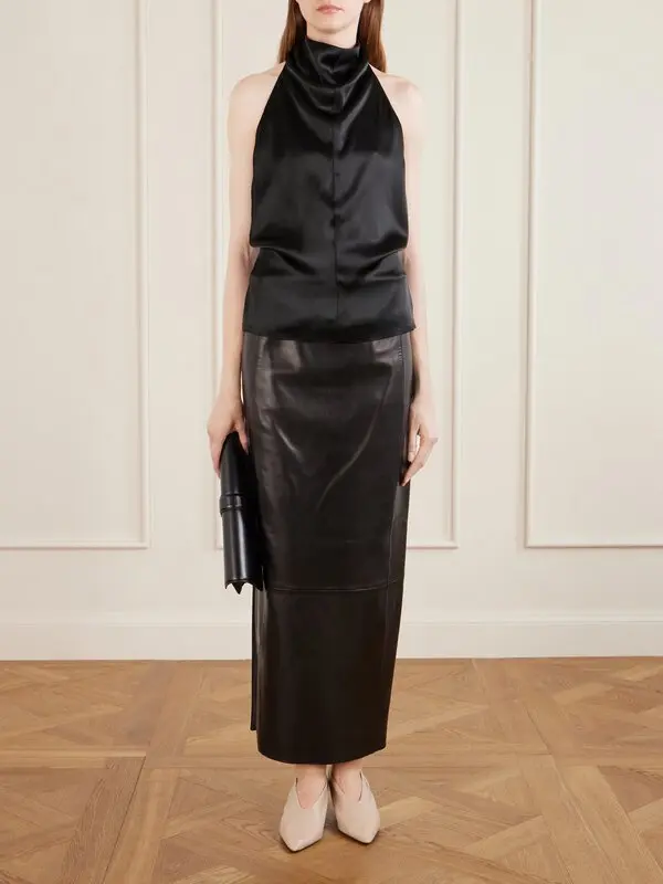 Khaite Rone Satin Halterneck Blouse