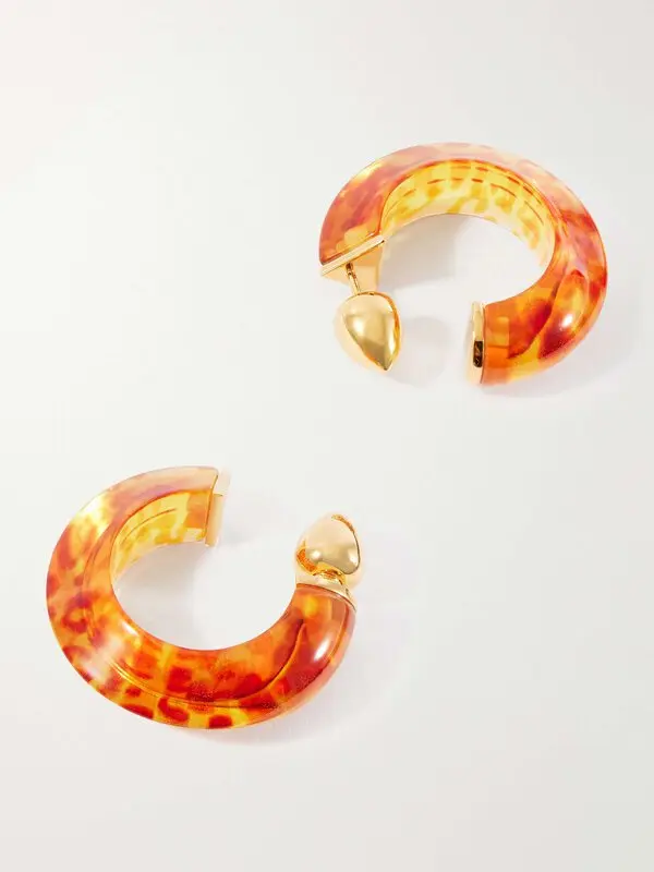 Alaïa Gold-tone Resin Hoop Earrings