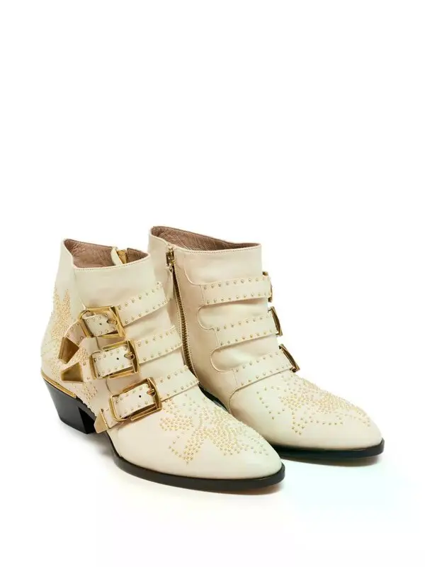 Chloé Susanna Buckled Ankle Boots - Neutrals