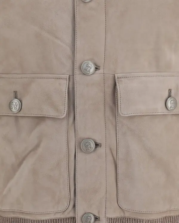 Brunello Cucinelli Suede And Cashmere Jacket - Beige