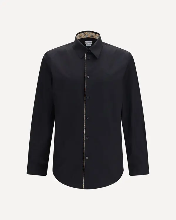 Burberry Cotton Shirt With Check Trims