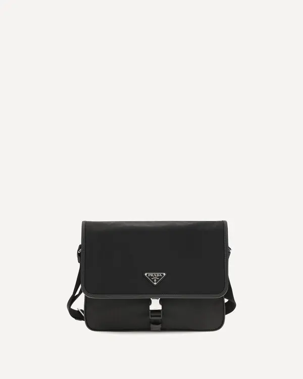 Prada Re-nylon And Saffiano Shoulder Bag - Black