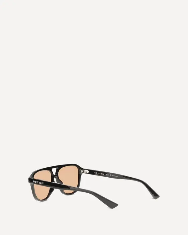 Alexander McQueen Signature Essentials Aviator Sunglasses - Brown