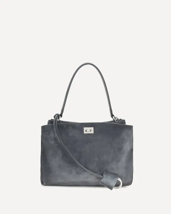 Balenciaga Small Rodeo Handbag In Waxed Suede Calfskin And Smooth Calfskin Leather - Grey