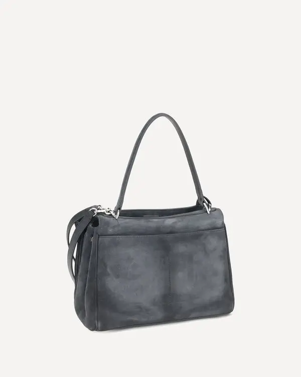 Balenciaga Small Rodeo Handbag In Waxed Suede Calfskin And Smooth Calfskin Leather - Grey
