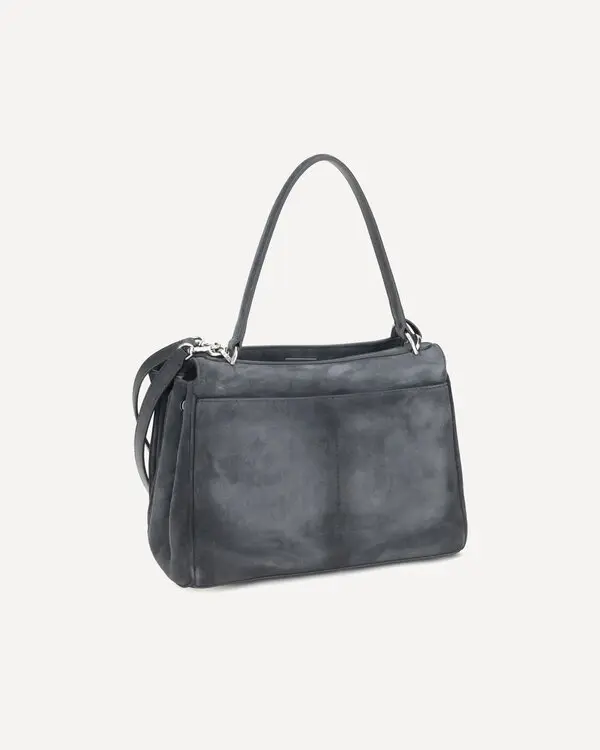 Balenciaga Small Rodeo Handbag In Waxed Suede Calfskin And Smooth Calfskin Leather - Grey
