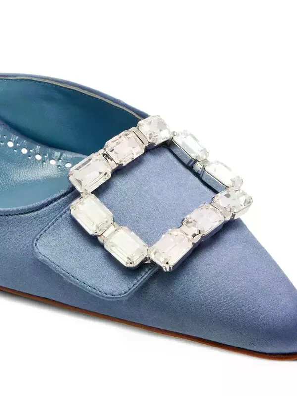Manolo Blahnik Mayjou Crystal-buckle Heeled Mules
