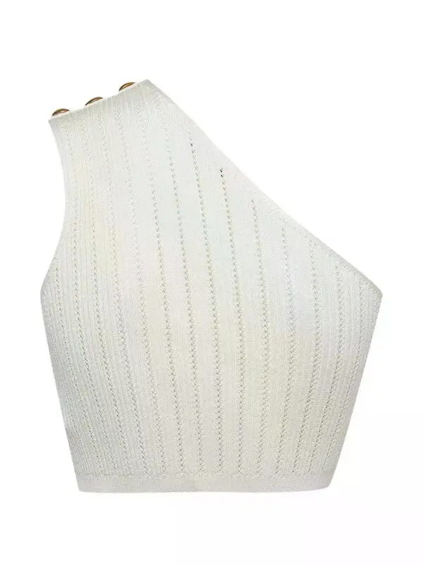 Balmain One-shoulder Pointelle-knit Top