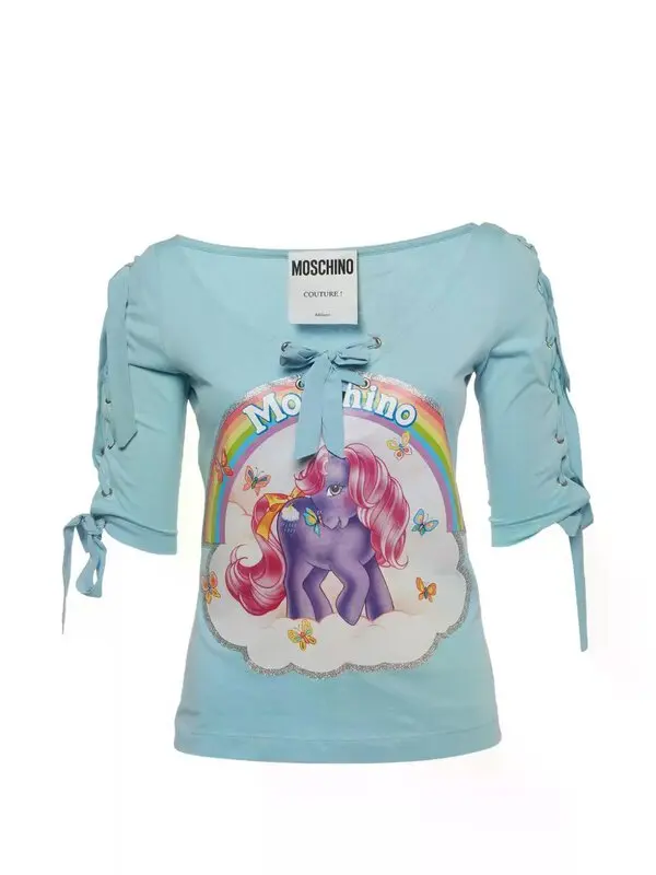 Moschino Pony-print Lace-up Top