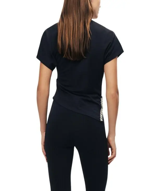 NOCTURNE Embellished Asymmetric T-shirt