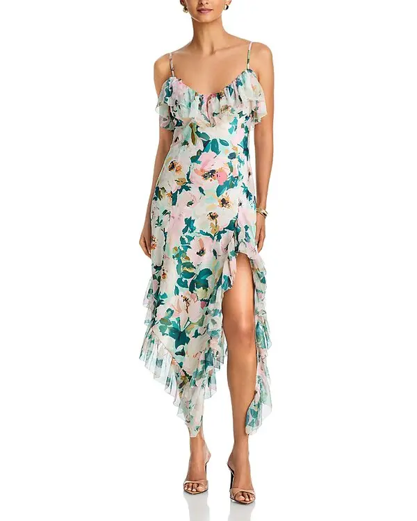 Aqua Floral Ruffle Maxi Dress Exclusive - Multi