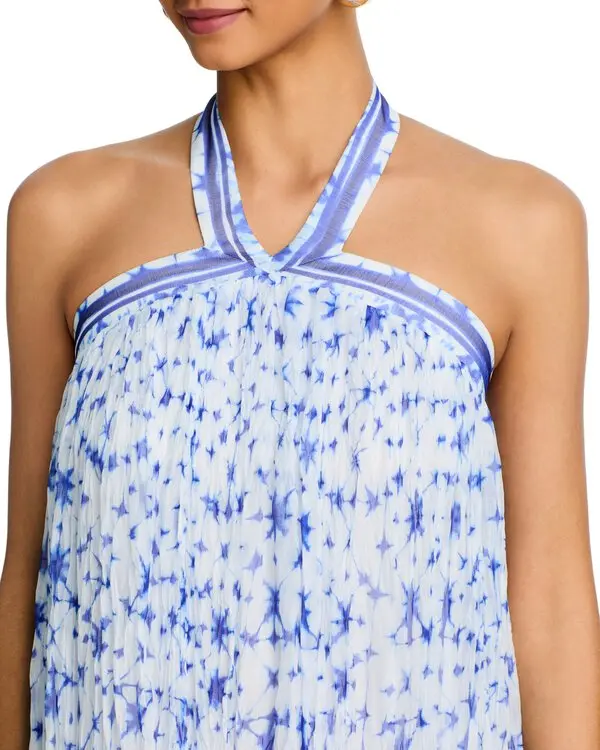 Aqua Batik Halter Maxi Dress