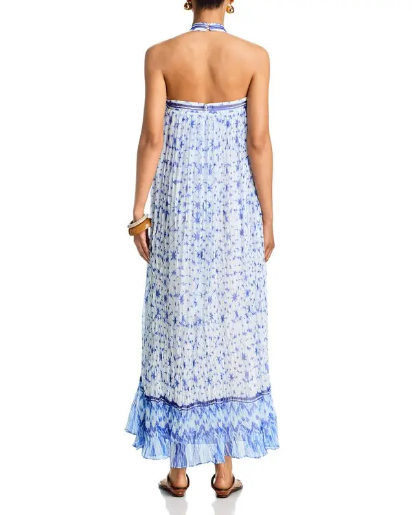 Aqua Batik Halter Maxi Dress